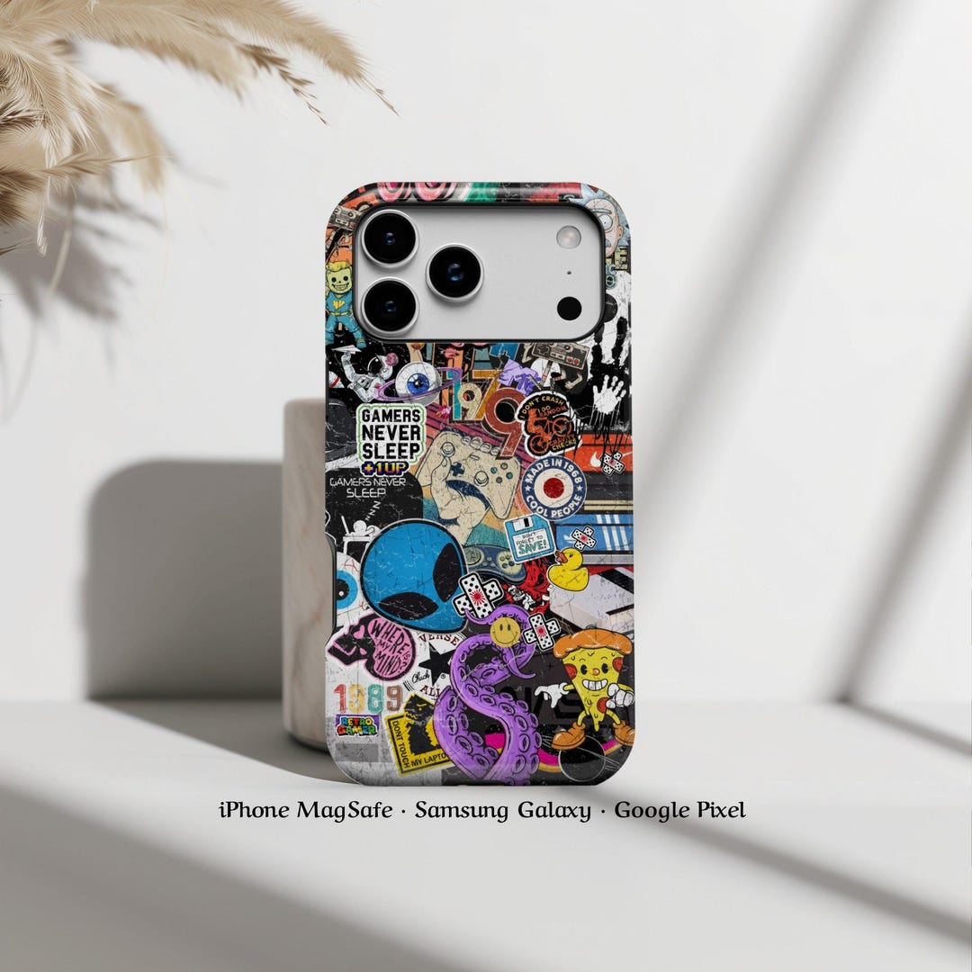 Y2K Sticker Phone Case: Retro Gamer Gift iPhone 17 16 15 141 Smsung ...