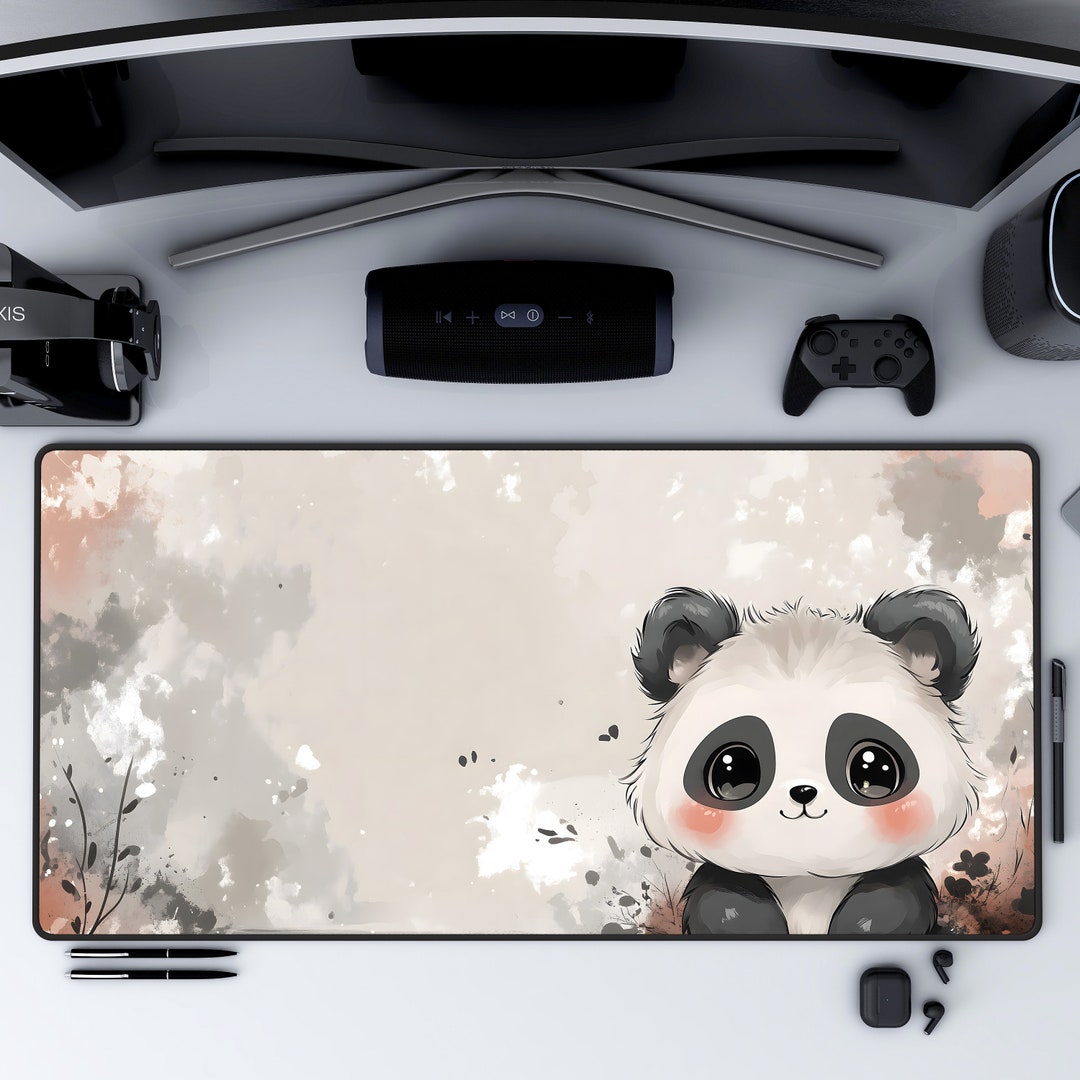 Kawii Panda Desk Mat, Lofi Desk Mat, Kawaii Mouse Pad, Cute Office ...