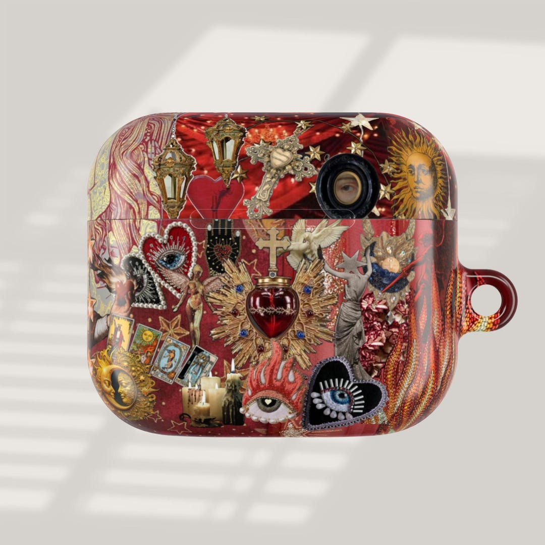 AirPod Case Celestial Mosaic Charm Airpods 4 Case Collage Sacred Heart ...