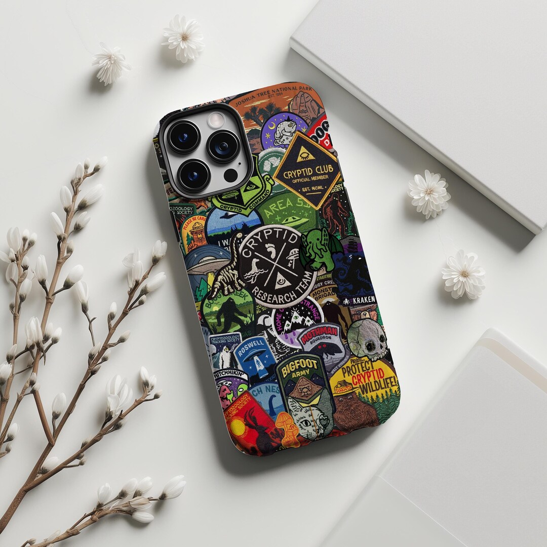 Vintage Cryptid Patch Collage Phone Case Retro Forest Giant ...