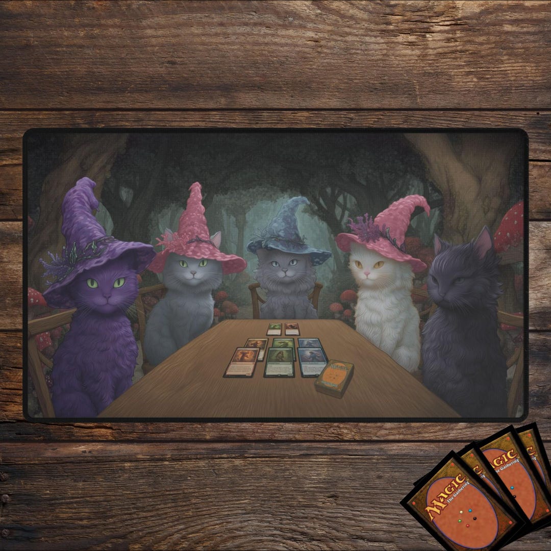 Wizard Cat MTG Playmat With Zones Cats Magic the Gathering Playing Mat ...