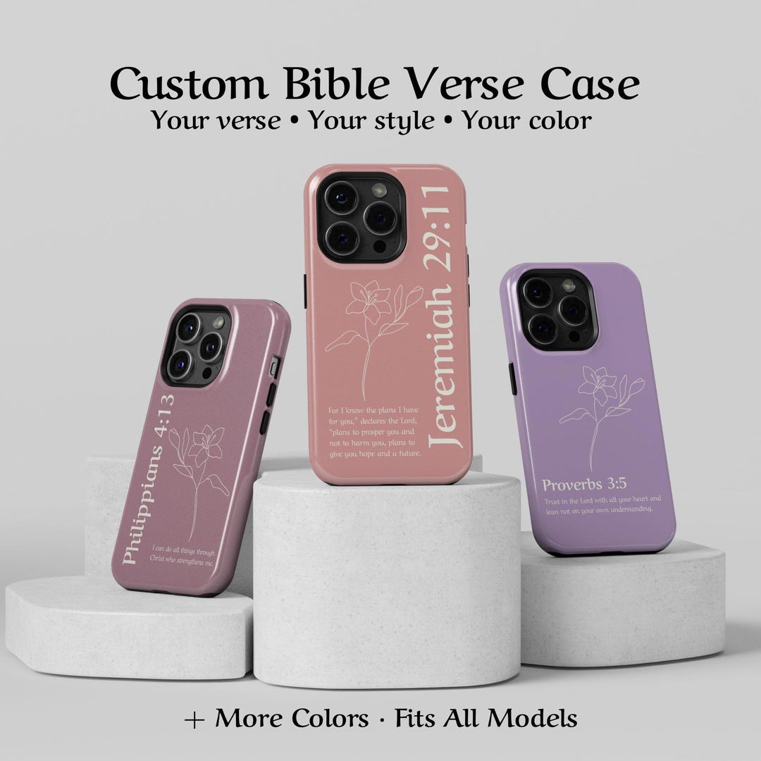 Personalized Christian Phone Case | Bible Verse, Pressed Flower Art - Etsy