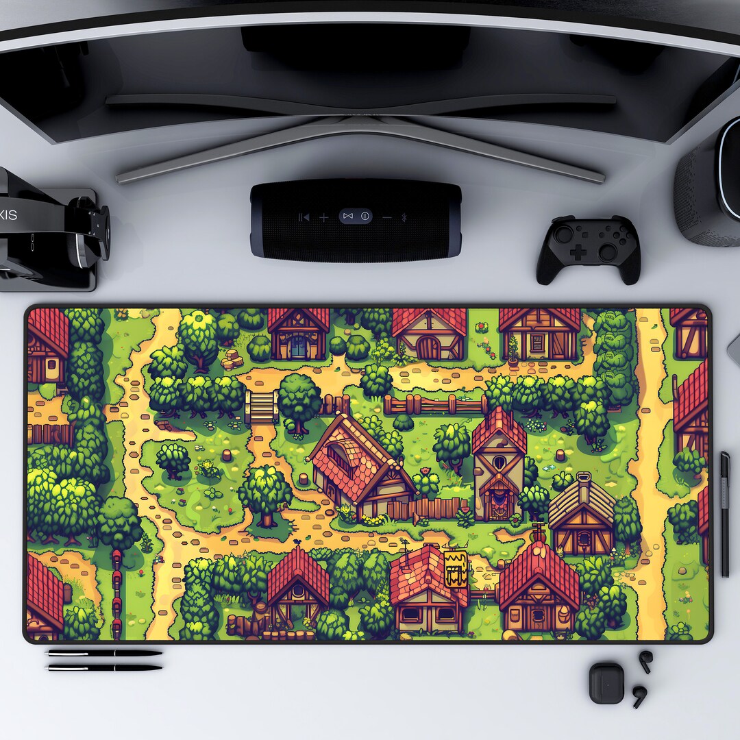 Stardew Valley Village Cute Desk Mat, Mouse Pad, Office Decor, Cute ...