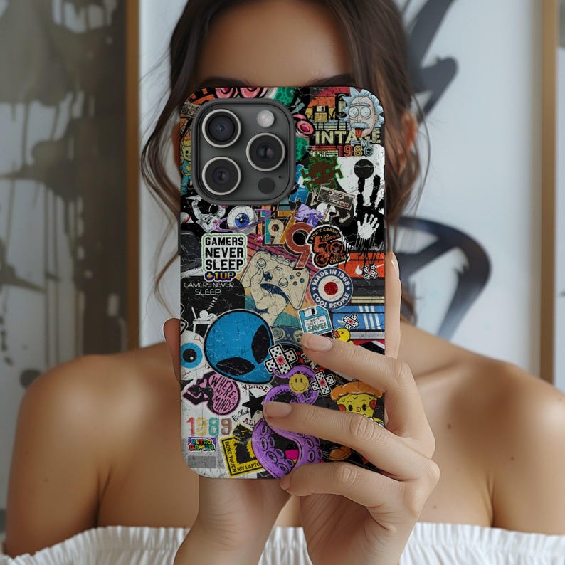 Y2K Sticker Phone Case: Retro Gamer Gift iPhone 17 16 15 141 Smsung ...