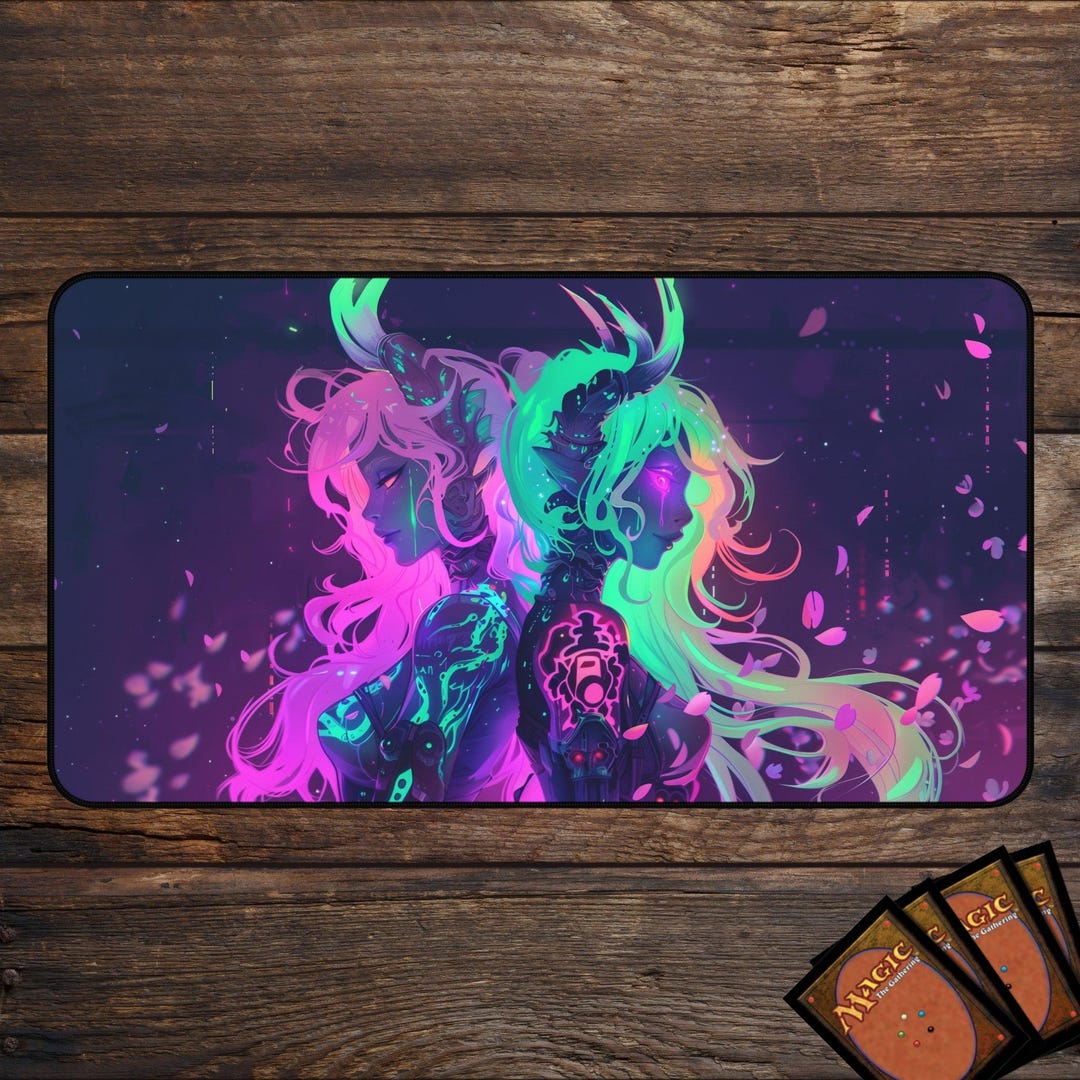 Neon MTG Playmat Commander Waifu Copy Magic the Gathering Playing Mat ...