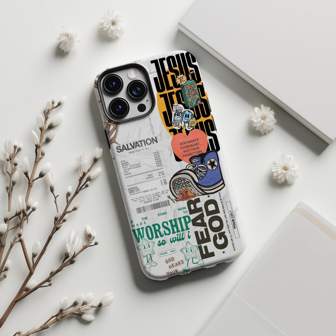 Retro Vintage Y2K Christian Collage Phone Case, Bible Verse, Jesus ...