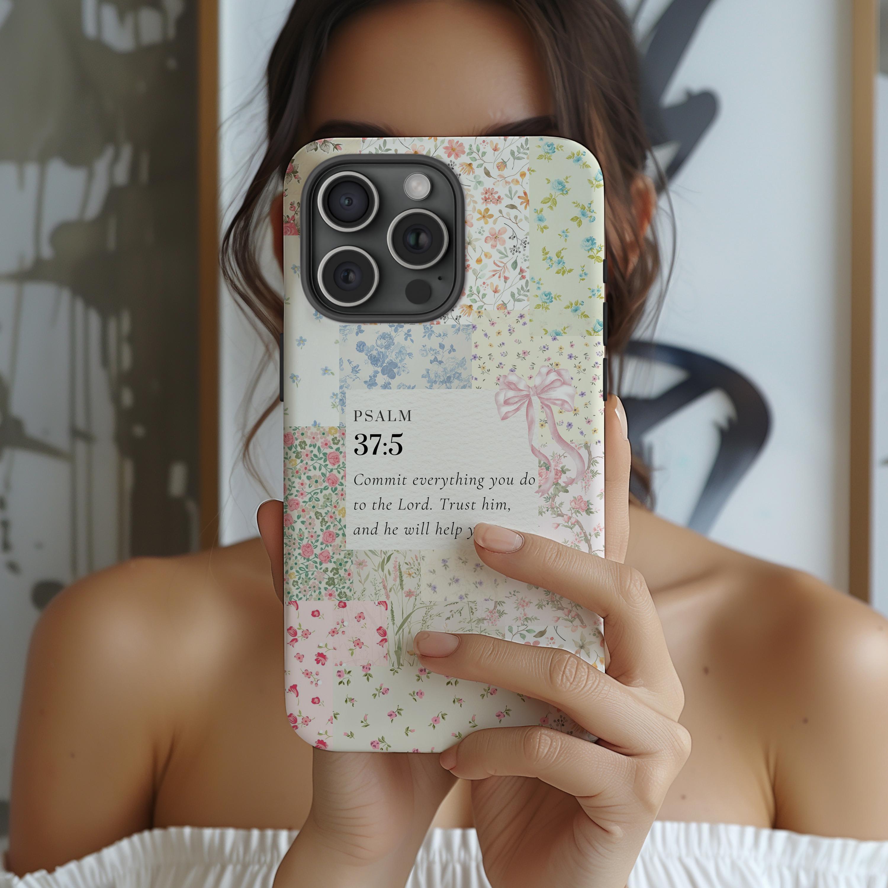 Personalized Bible Verse Phone Case, Floral Patchwork Christian iPhone ...