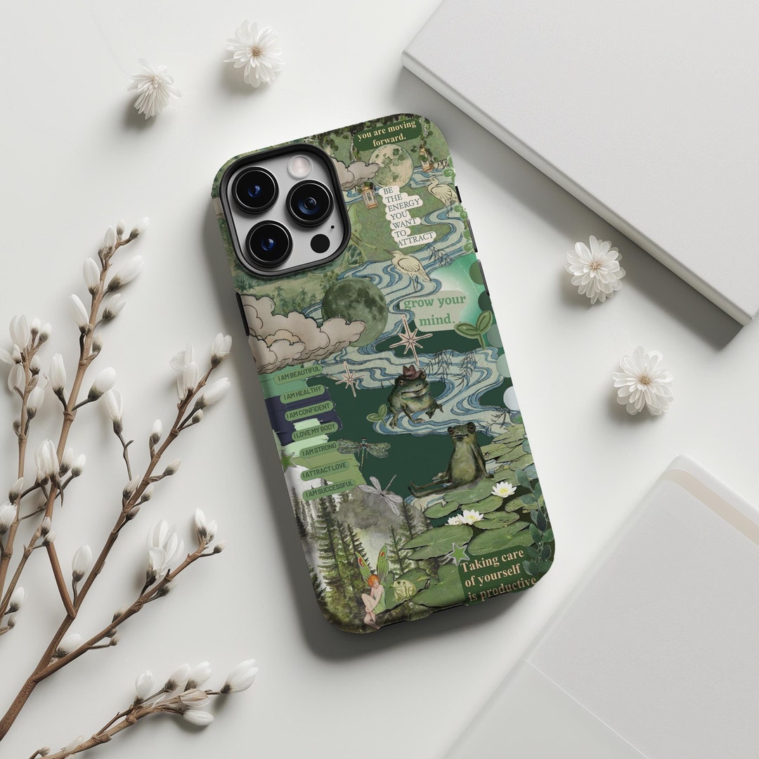 Vintage Frog Pond Collage Phone Case: Dark Cottagecore Nature Art - Etsy