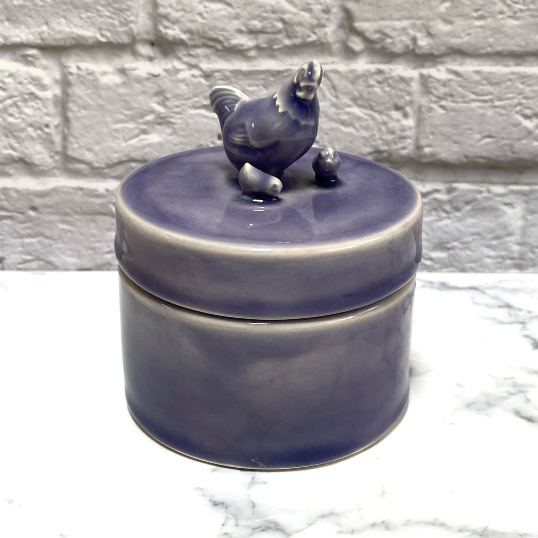 Ceramic Chicken and Chicks Trinket Box, Jewelry Box, Mother and Child ...