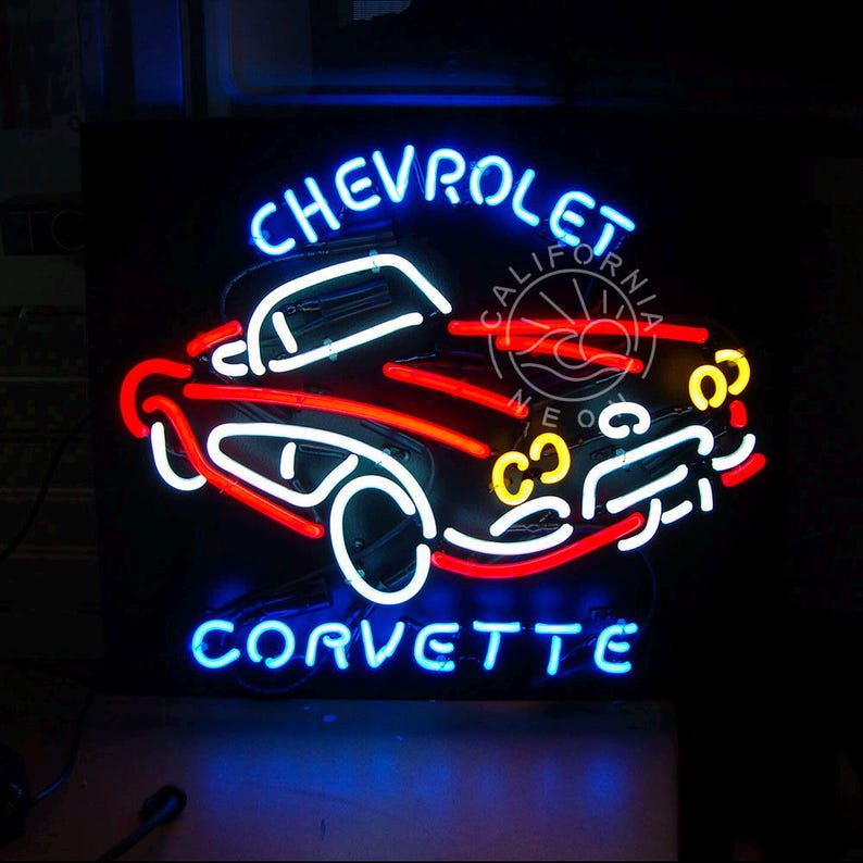 Chevrolet Corvette Garage Decor Custom Real Glass Neon Sign Business ...