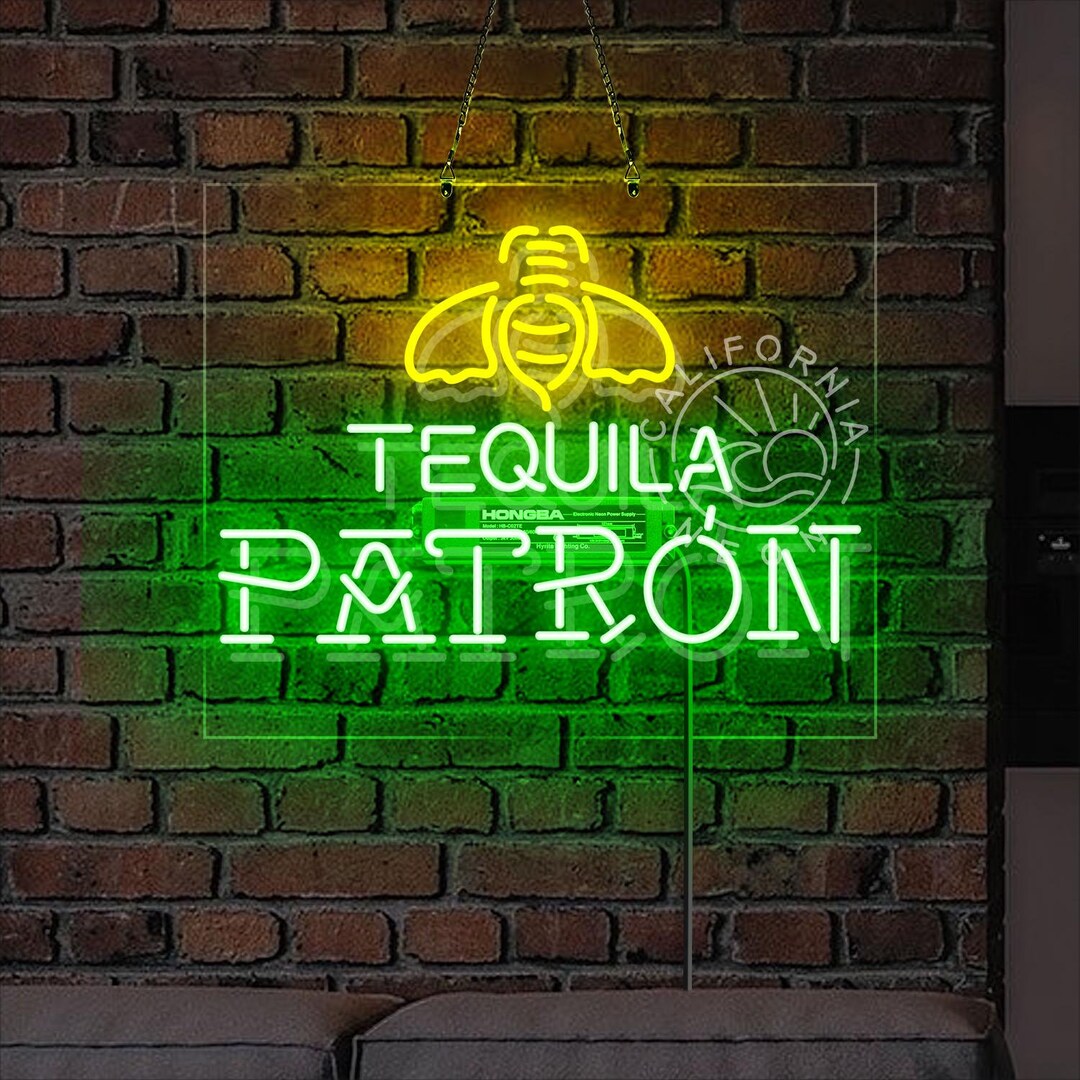 TEQUILA PATRON Bees Lamp Handmade Custom Neon Signs Cocktail Beer Bar ...