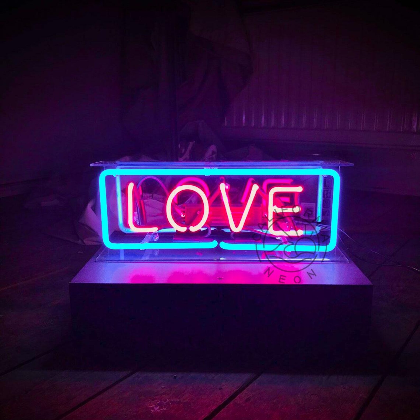 LOVE Neon Box Sign Lights Tailor Made Genuine Glass Neon Light ...