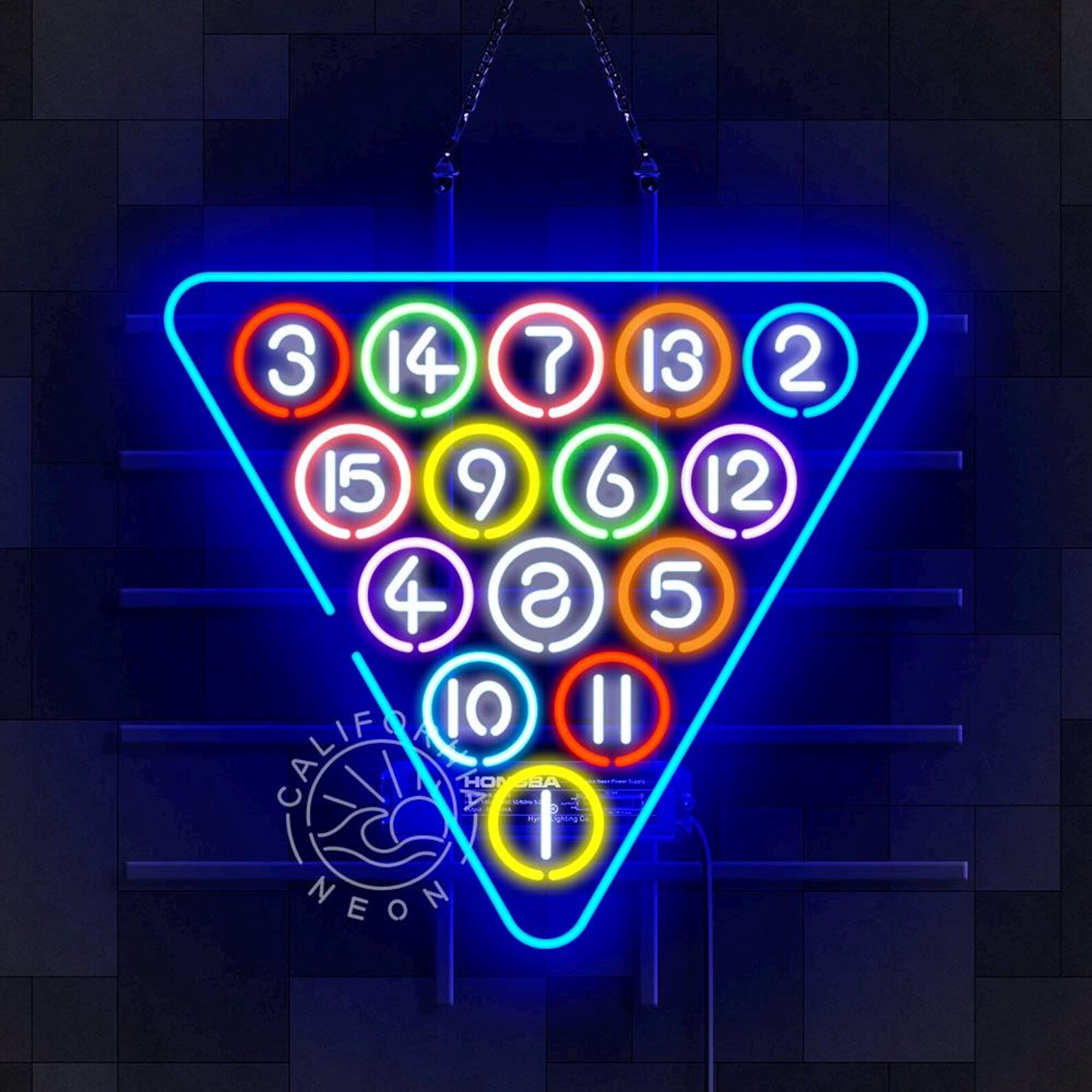 Cool Billiard Neon Wall Decor Real Glass Snooker Themed Sign Home Decor ...