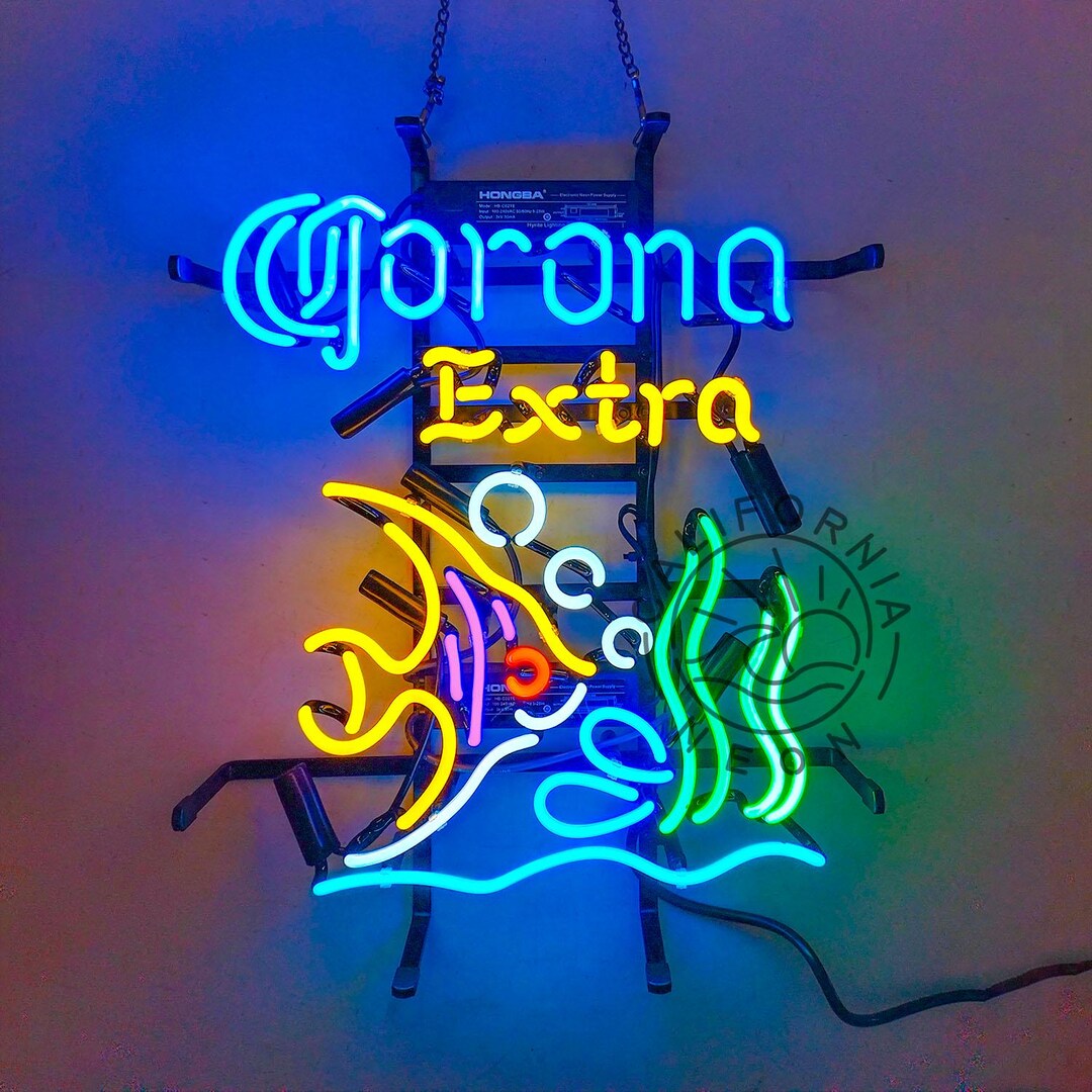 Custom Corona Extra Tropical Fish Bar Sign Real Glass Neon Sign Light ...