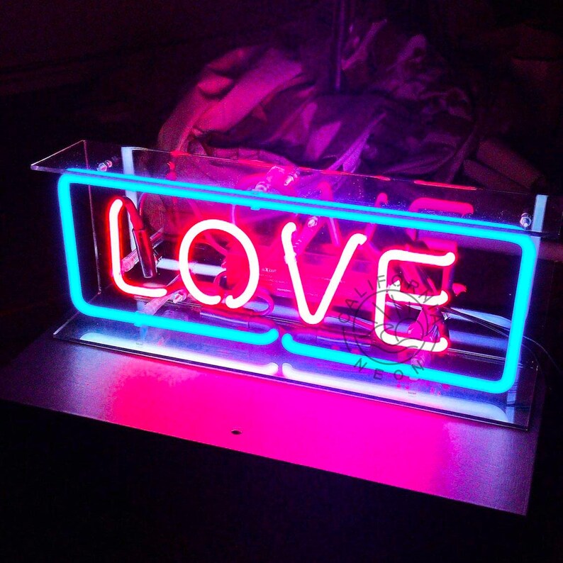 LOVE Neon Box Sign Lights Tailor Made Genuine Glass Neon Light ...