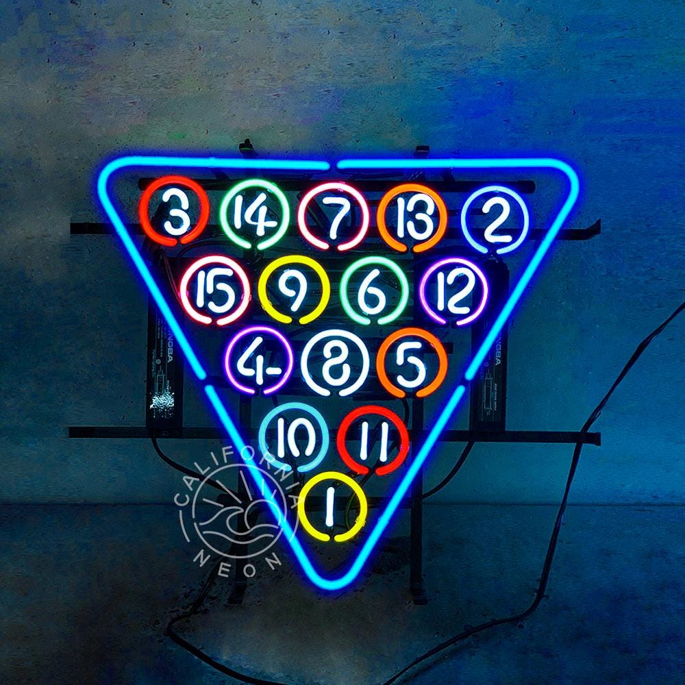 Cool Billiard Neon Wall Decor Real Glass Snooker Themed Sign Home Decor ...