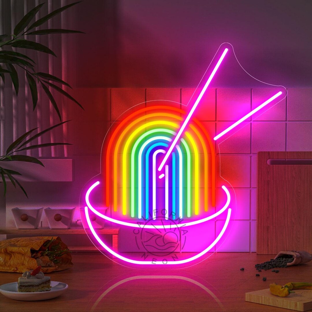 Rainbow Ramen Pho Neon Sign Pho Noodles Led Sign Noodle Bowl Led Light ...