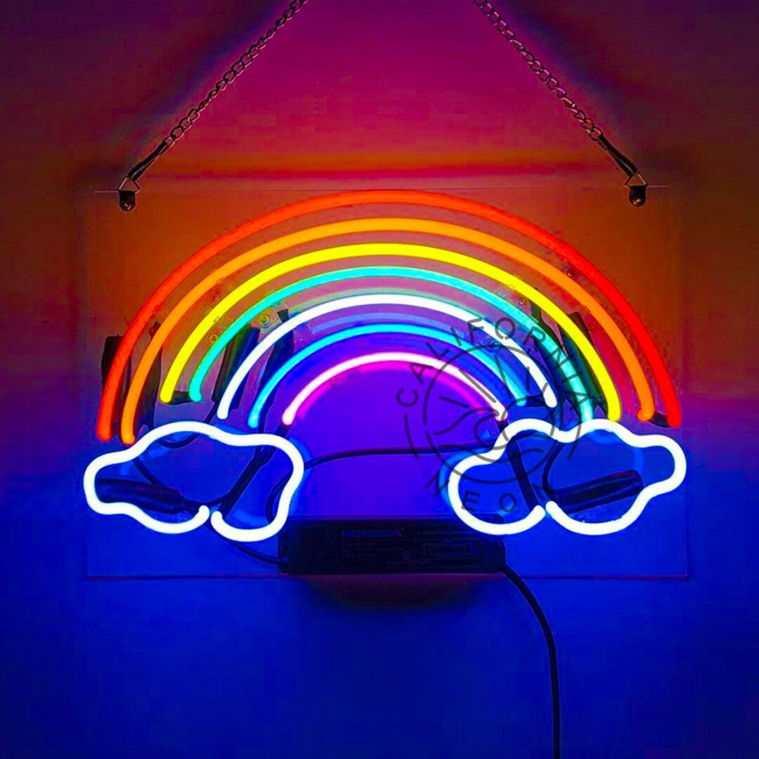 Rainbow Cloud Real Glass Neon Sign Light Night Light Wall Decoration ...