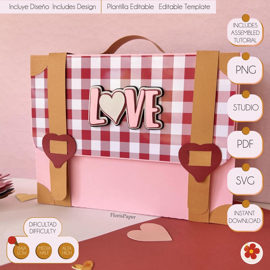 Valentines Briefcase Box Template Svg, Briefcase Box Template ...