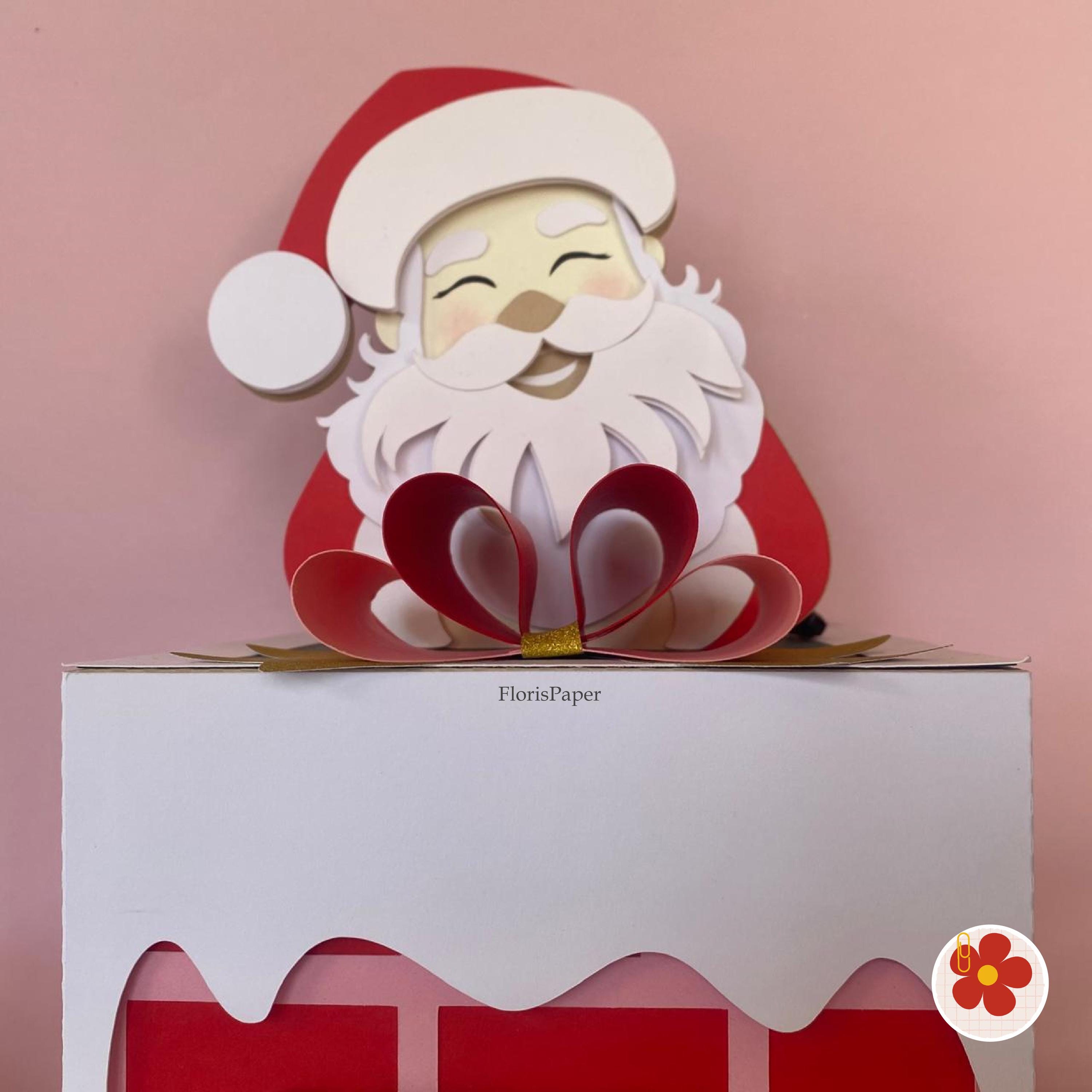 Santa Claus Chimney Box Template, Svg, Santa Claus in Chimney Cutting Template, Santa Chimney ...