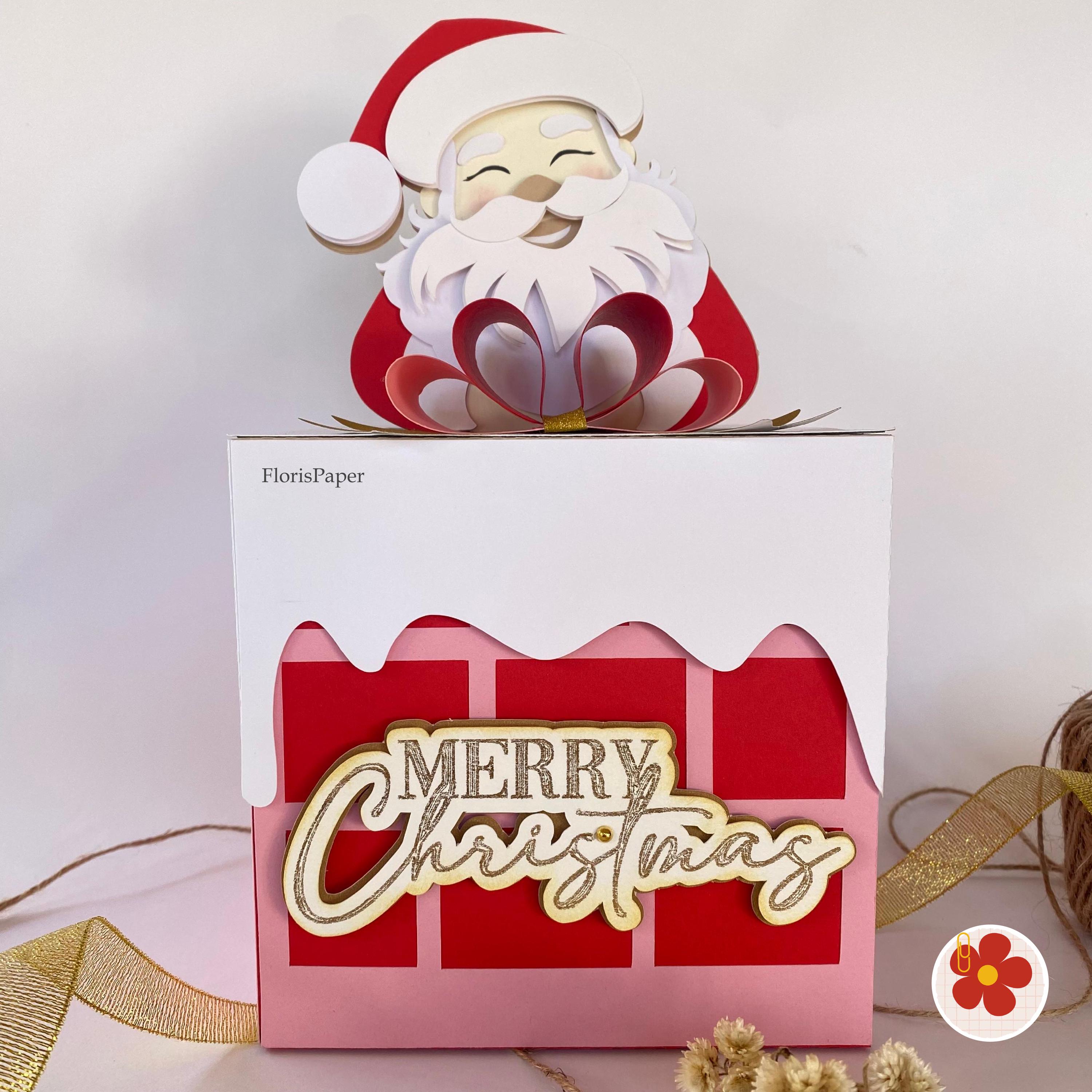 Santa Claus Chimney Box Template, Svg, Santa Claus in Chimney Cutting ...