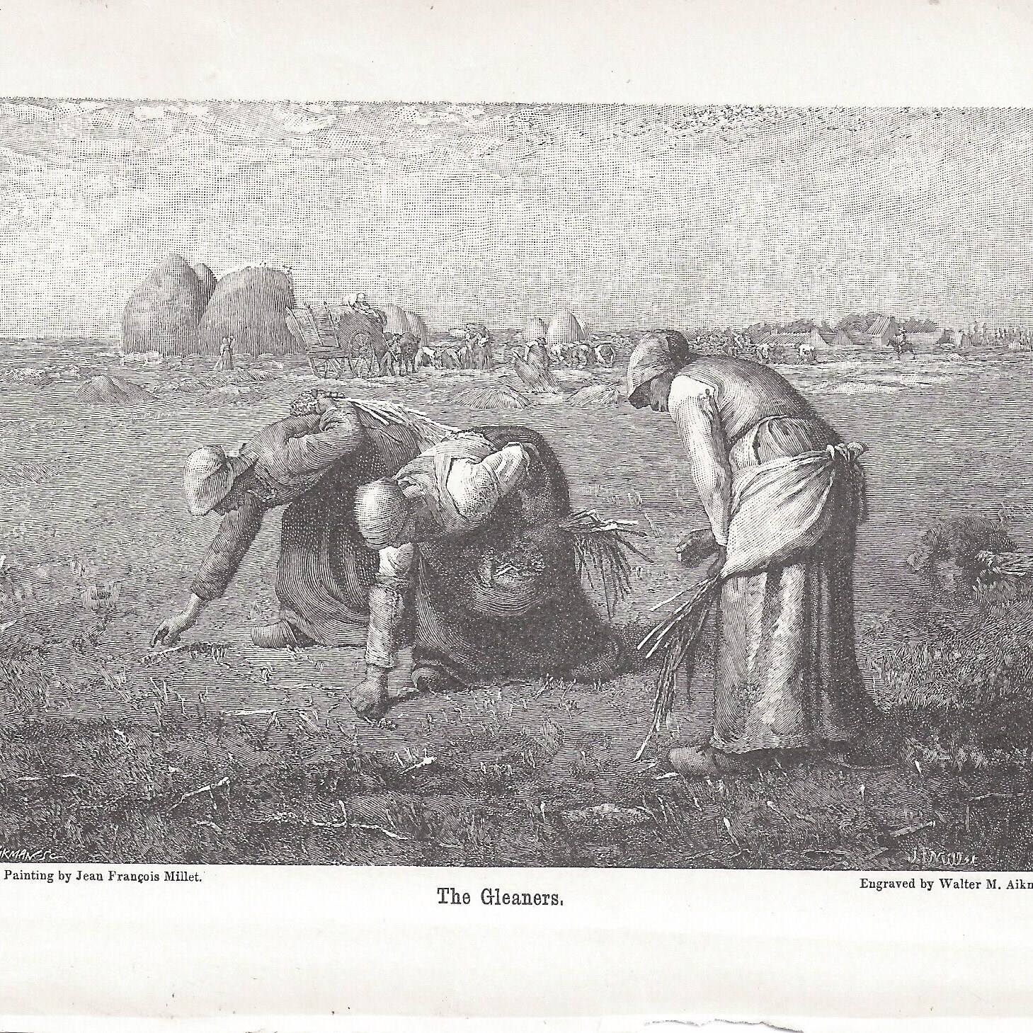 Antique Wood Engraving Digital Copy, 1897 Engraving of the Gleaners ...