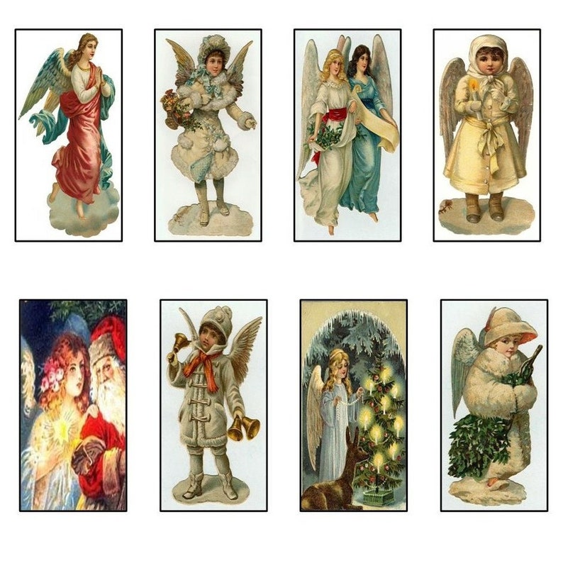 Digital Collage, Christmas Angels Collage, 1x2 Domino Size Collage ...