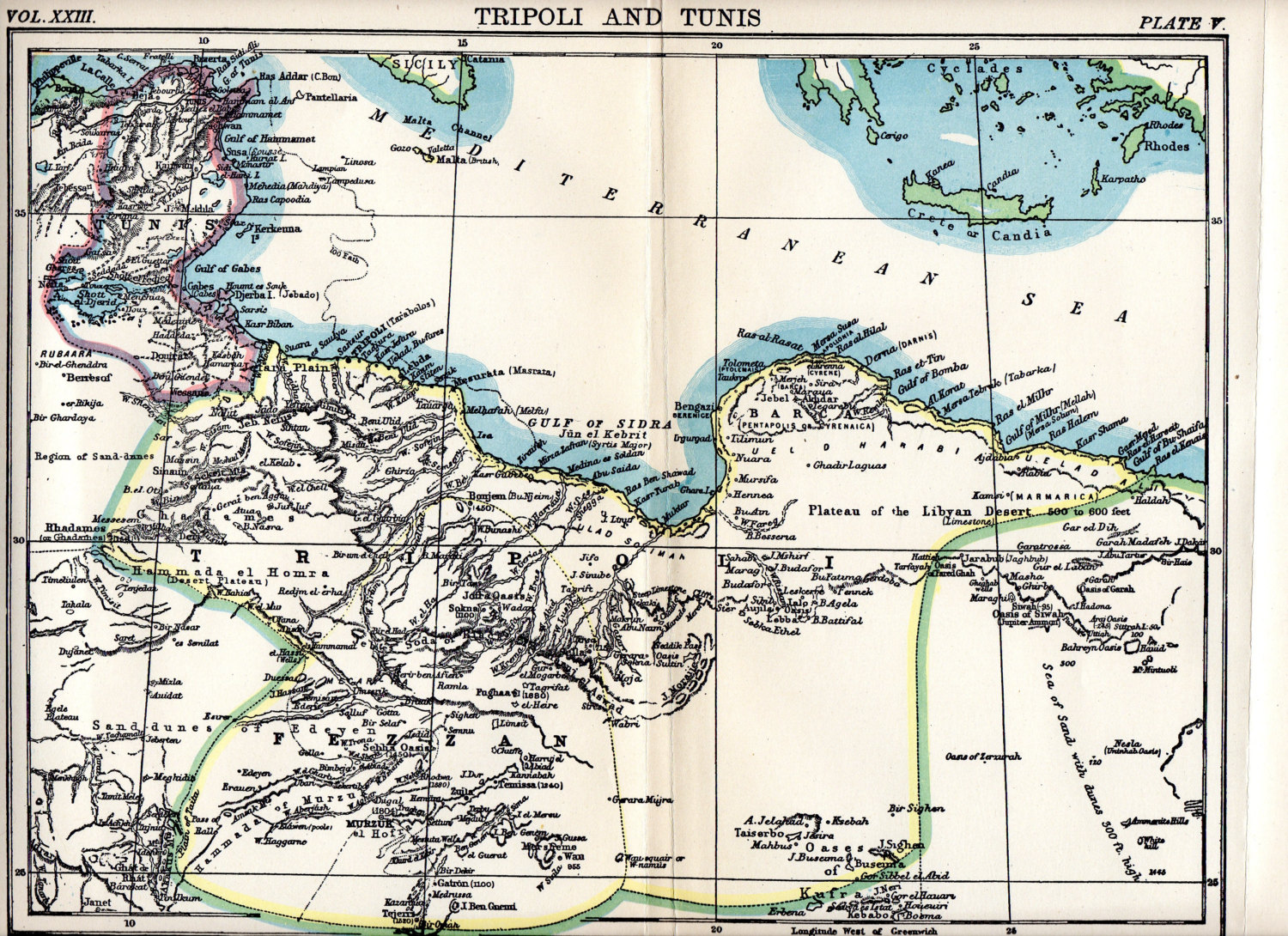 Antique Map, 1906 Map of Tripoli and Tunis, Old Vintage Map, Detailed ...