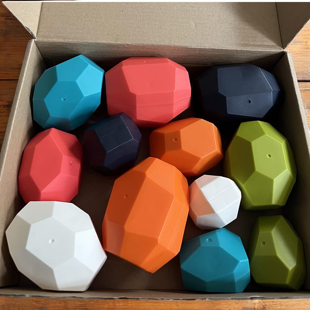 Montessori Jumbo Balancing Stones Toy Set, Large Wooden Stacking Rocks ...