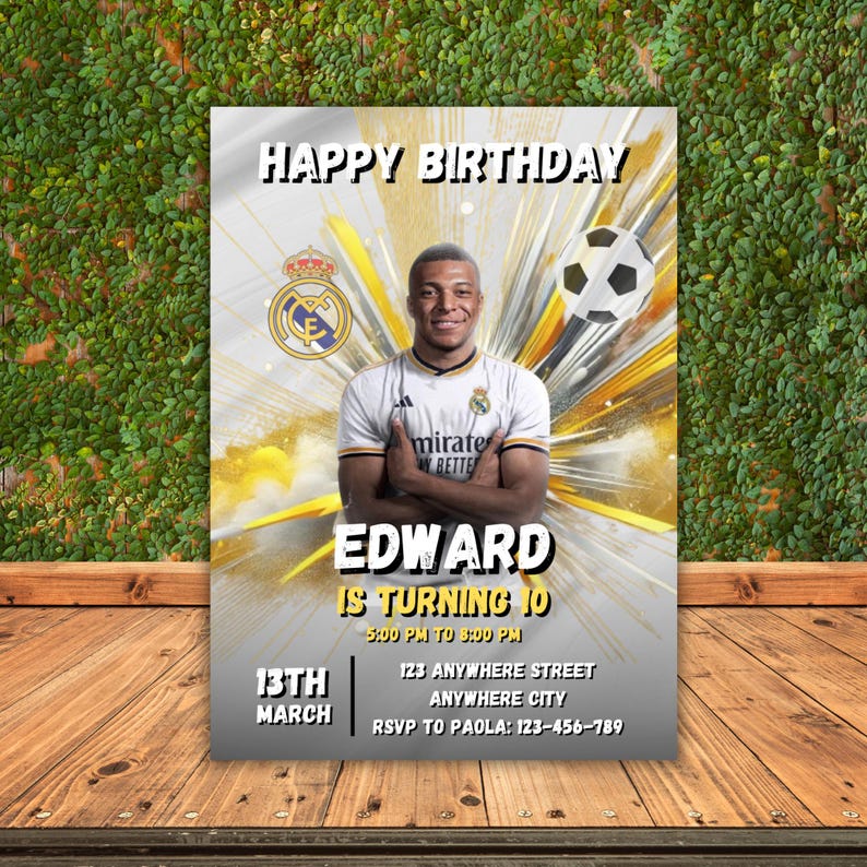 Mbappé Birthday Invitation, Mbappé Invitation, Digital Invitation ...