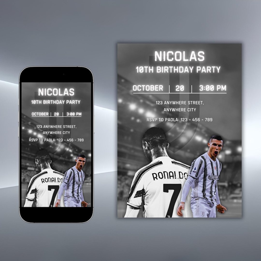 Cristiano Ronaldo Birthday Invitation, Siuuu, Juventus, CR7 Invitation ...