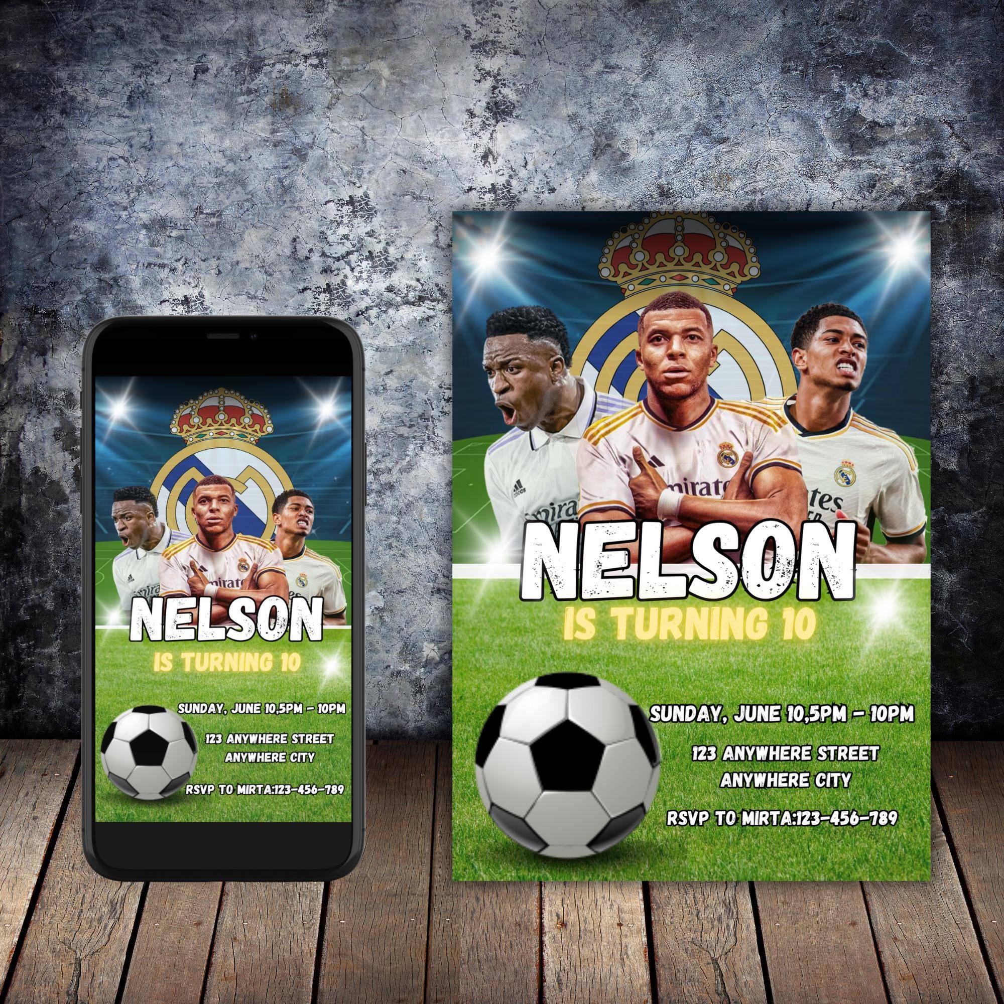 Invitación de Cumpleaños del Real Madrid con Vinicius Jr, Kylian Mbappe ...