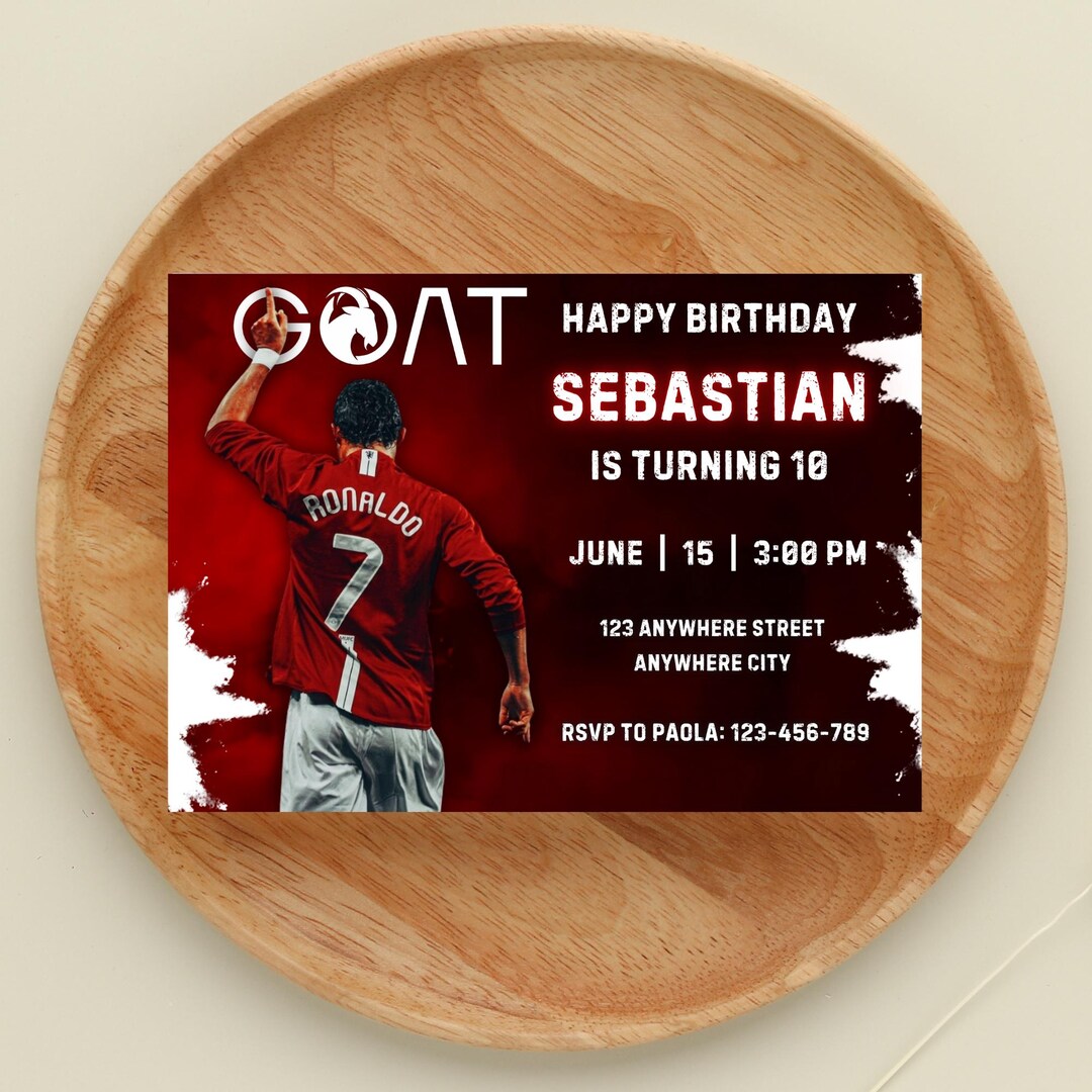 Cristiano Ronaldo Birthday Invitation, CR7 Invitation, Birthday Card ...
