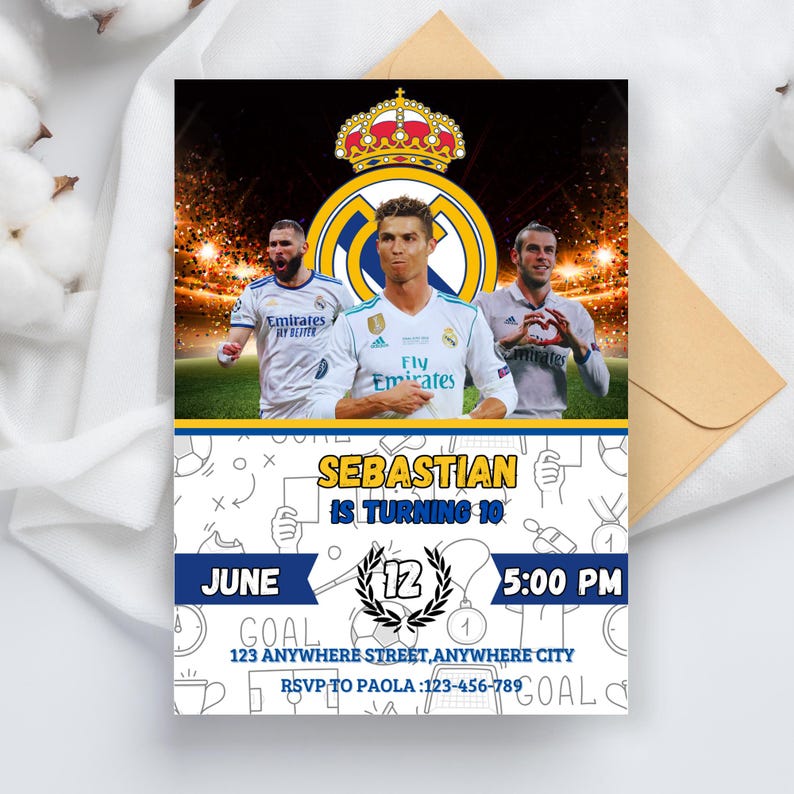 Real Madrid Invitation, Cristiano Ronaldo, Gareth Bale, Karim Benzema ...