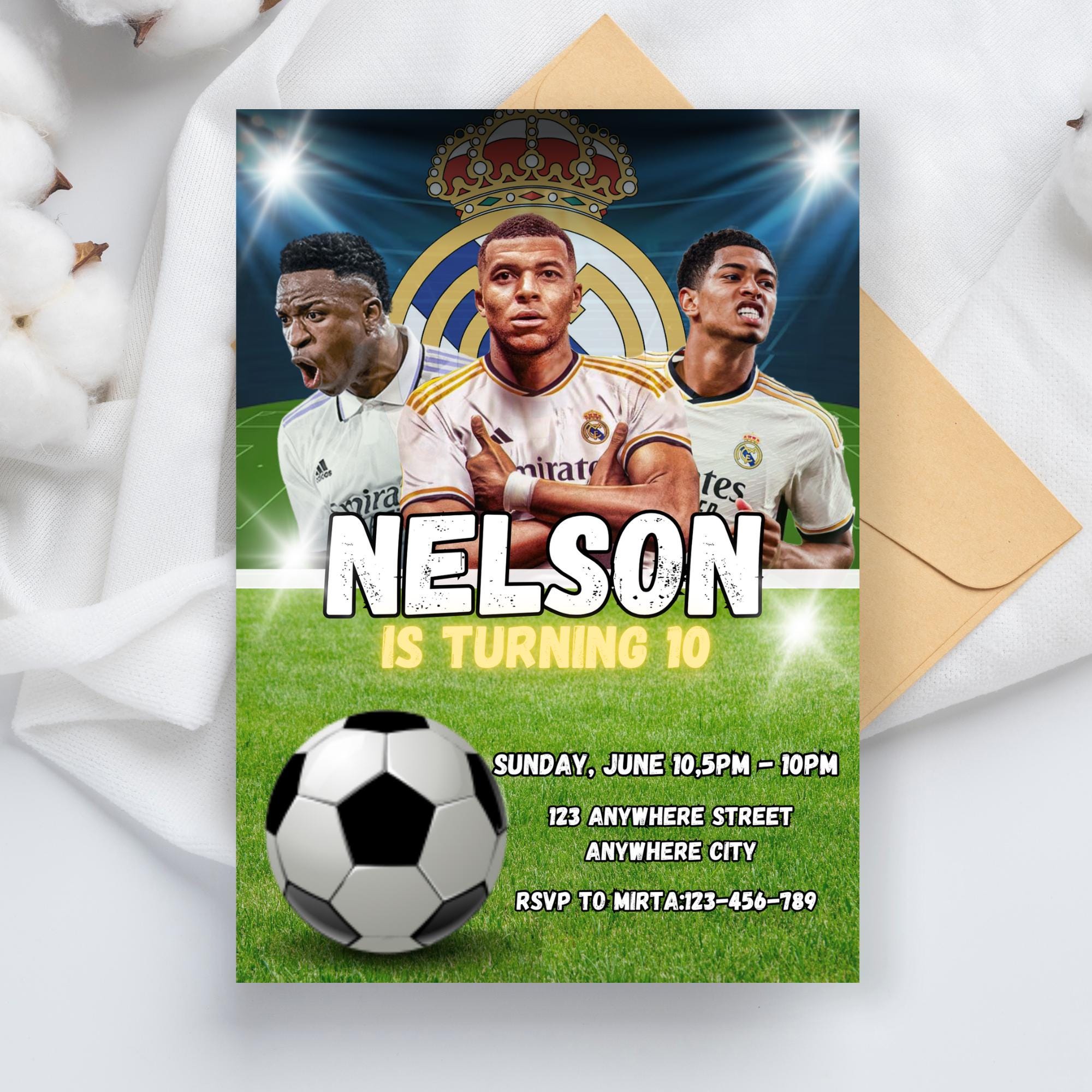 Invitación de Cumpleaños del Real Madrid con Vinicius Jr, Kylian Mbappe ...