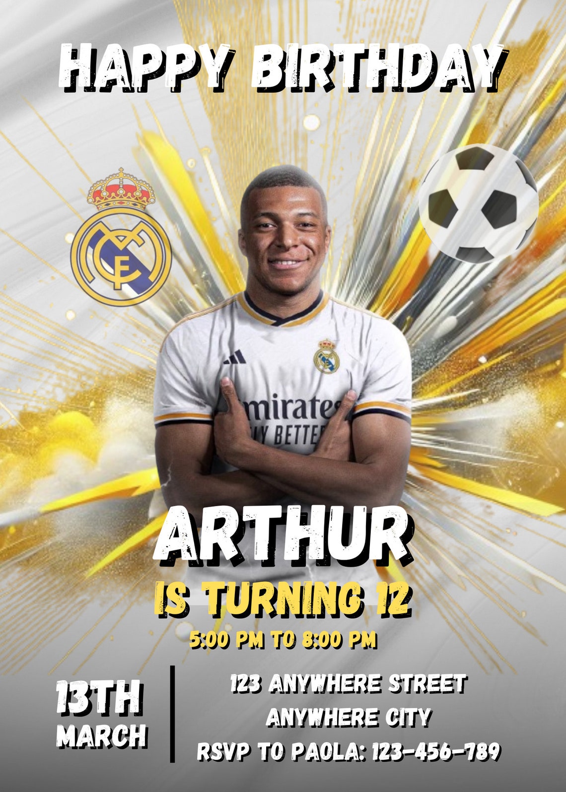 Mbappé's Birthday Invitation - Etsy