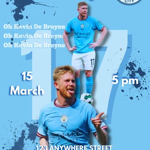 Kevin De Bruyne Birthday Invitation, KDB, Belgium, Manchester City ...
