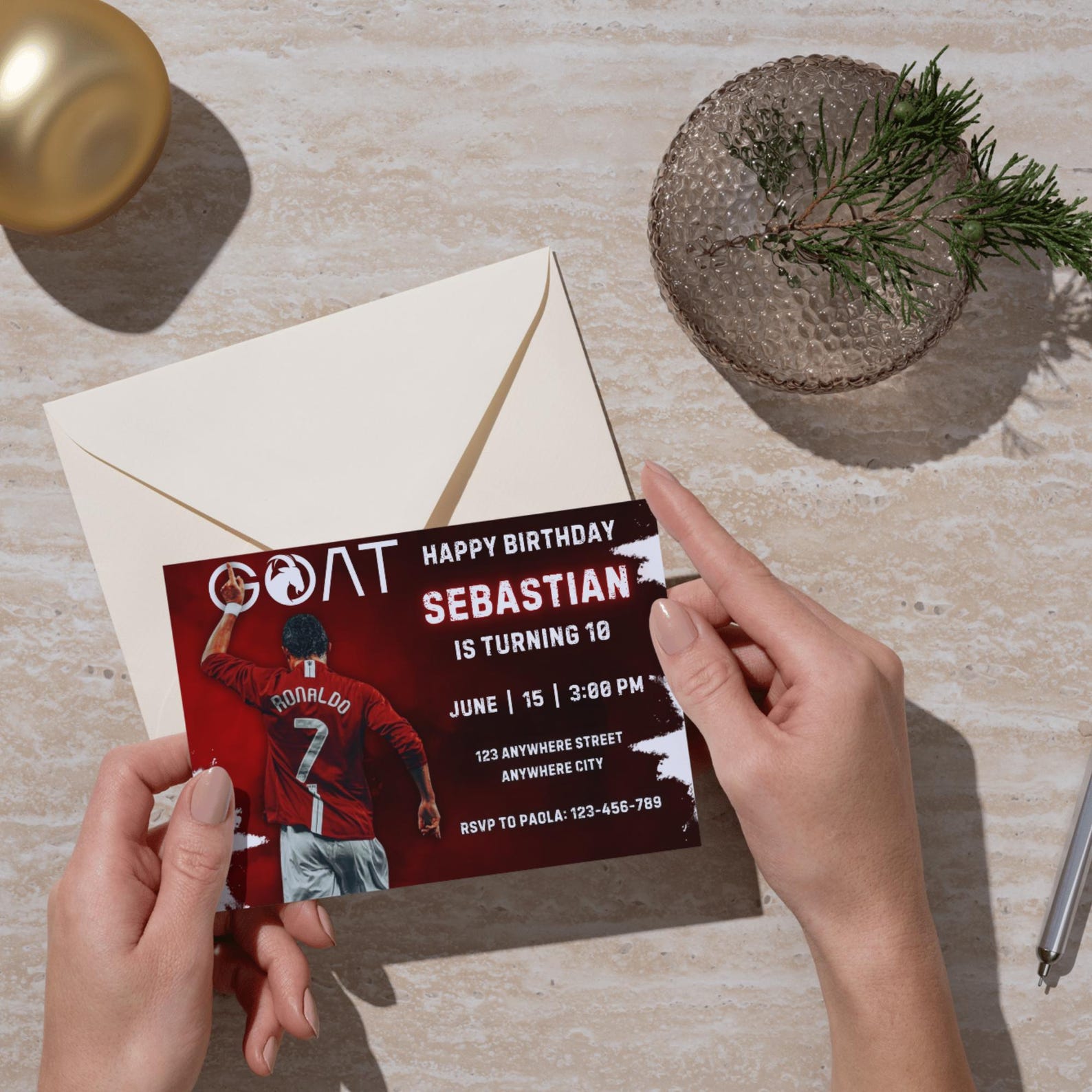 Cristiano Ronaldo Birthday Invitation, CR7 Invitation, Birthday Card ...