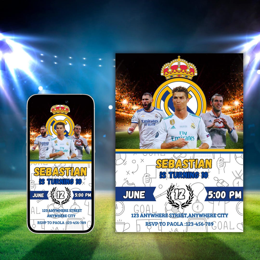 Real Madrid Invitation, Cristiano Ronaldo, Gareth Bale, Karim Benzema ...