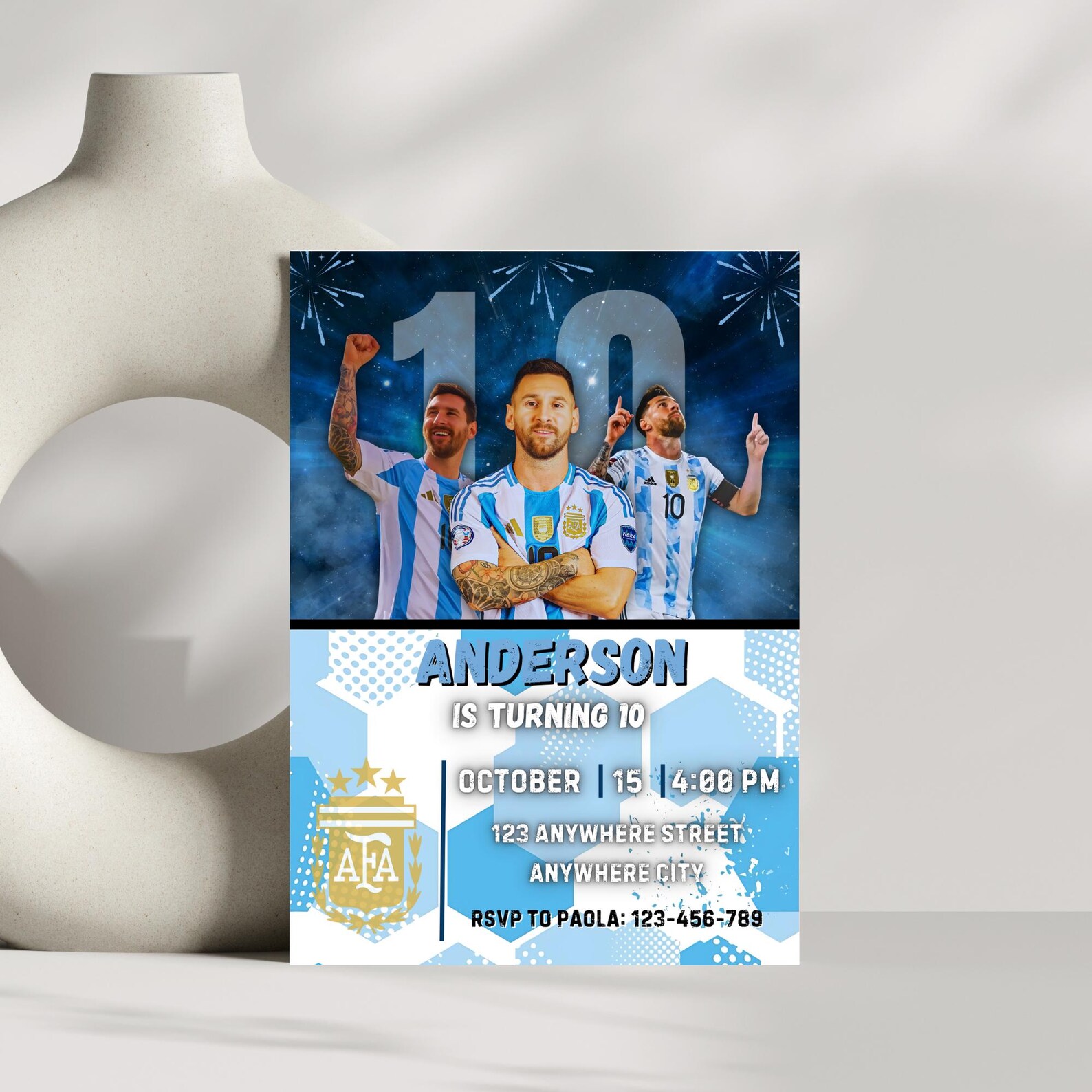 Messi Birthday Invitation, Messi Invitation, Soccer Invitation ...