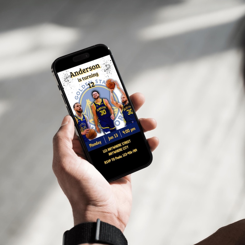 Stephen Curry Birthday Invitation, Stephen Curry Invitation, Golden ...