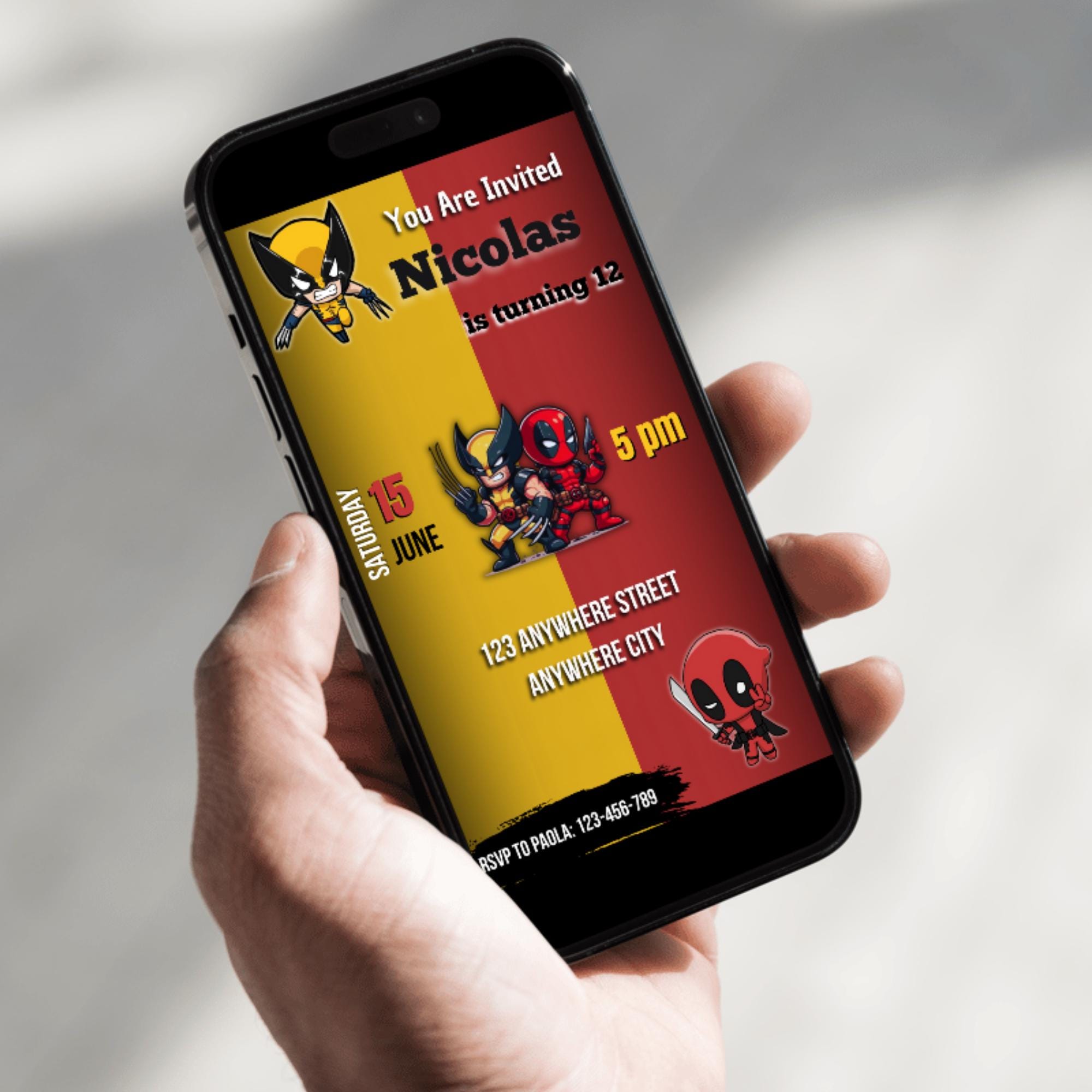 Deadpool and Wolverine Birthday Invitation, Editable Template, Instant ...