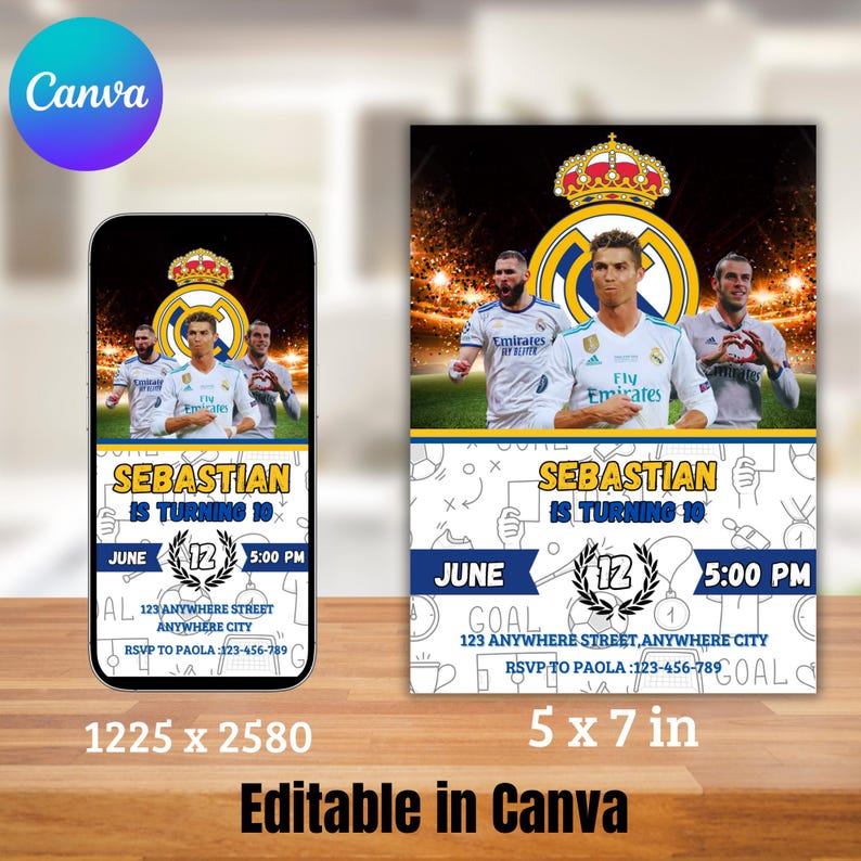Real Madrid Invitation, Cristiano Ronaldo, Gareth Bale, Karim Benzema ...