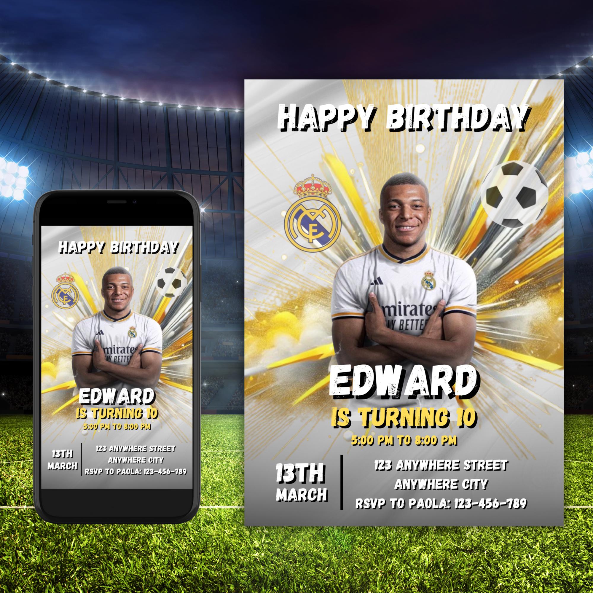 Mbappé Birthday Invitation, Mbappé Invitation, Digital Invitation ...