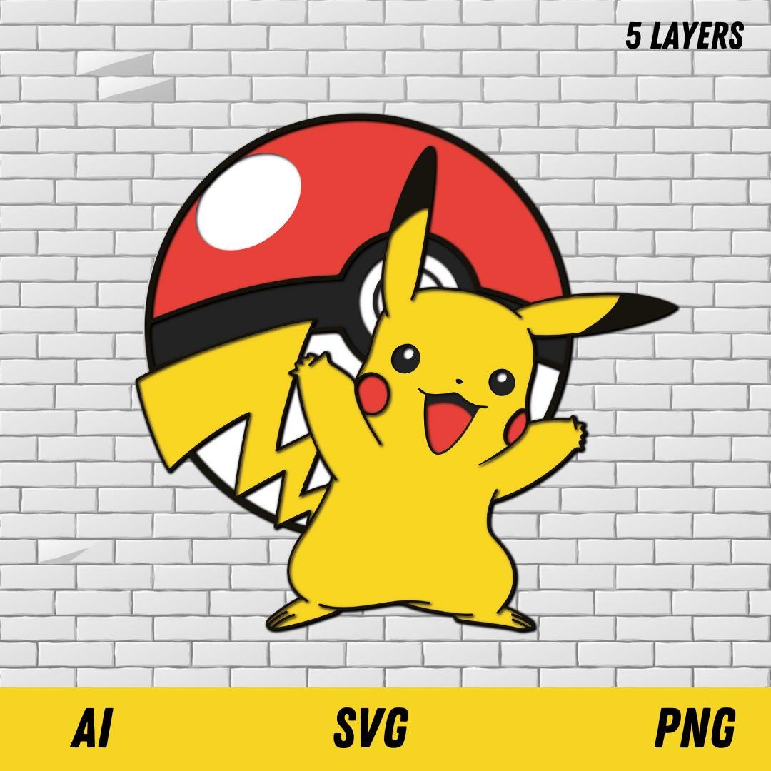 Pikachu Multilayer SVG Layered Design, Plywood Anime Character Cutting ...