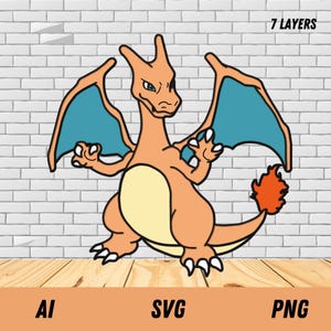 Charizard SVG Layered Design Multilayer, Anime Character Cutting File ...