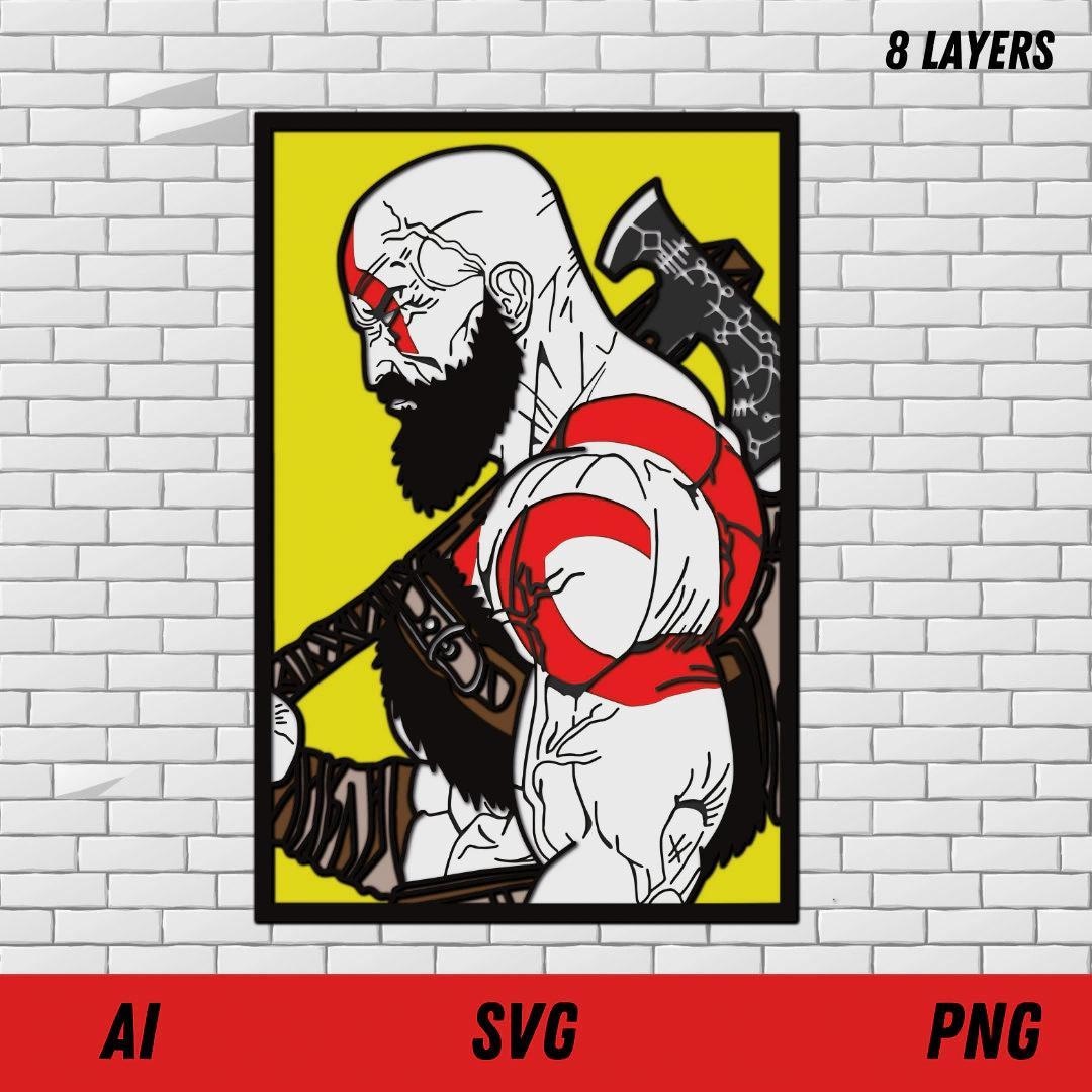 Kratos Svg Layered Design, 3d Wall Art, DIY Painting, Laser Cut ...