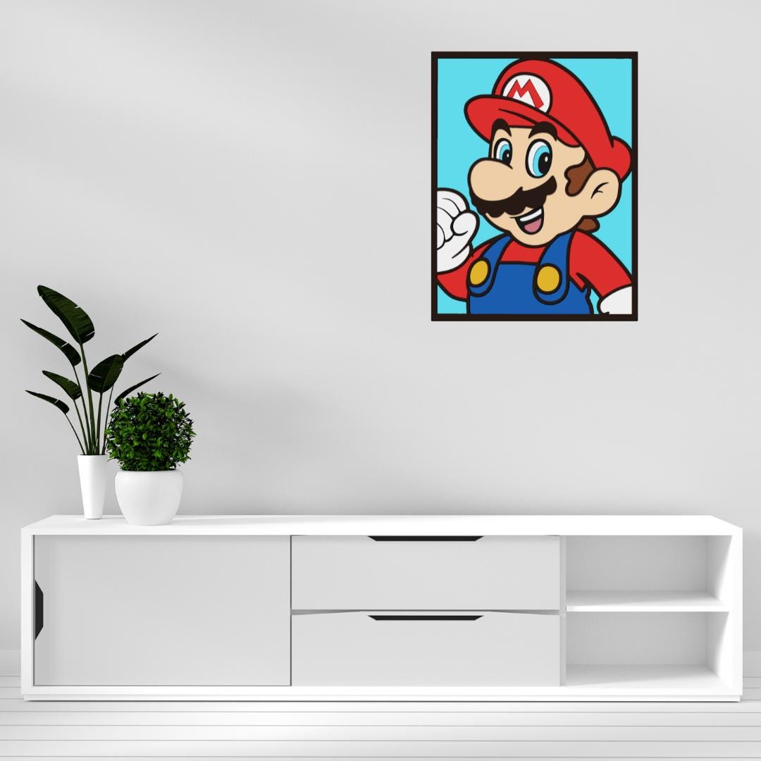 Mario SVG, Layered Design Anime, Laser Cutting Anime, Anime Gift, 3D ...