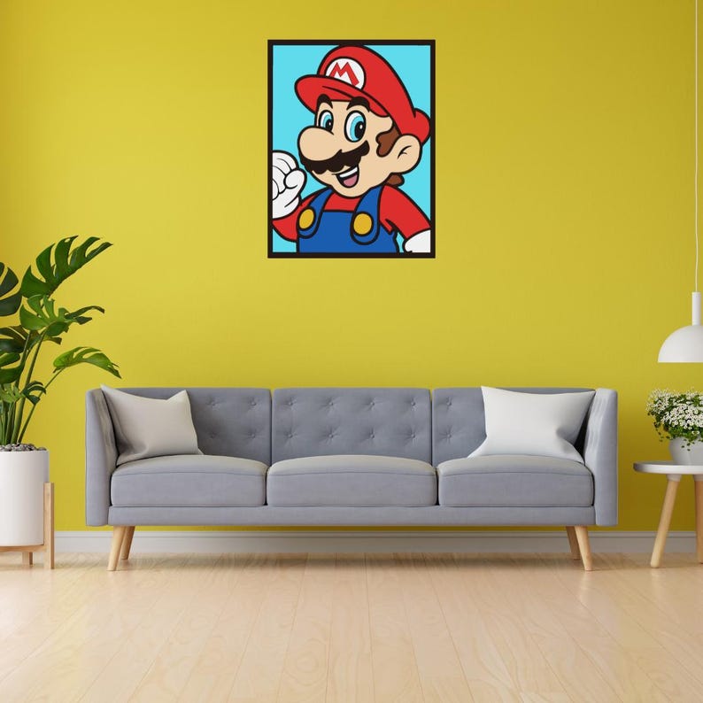 Mario SVG, Layered Design Anime, Laser Cutting Anime, Anime Gift, 3D ...