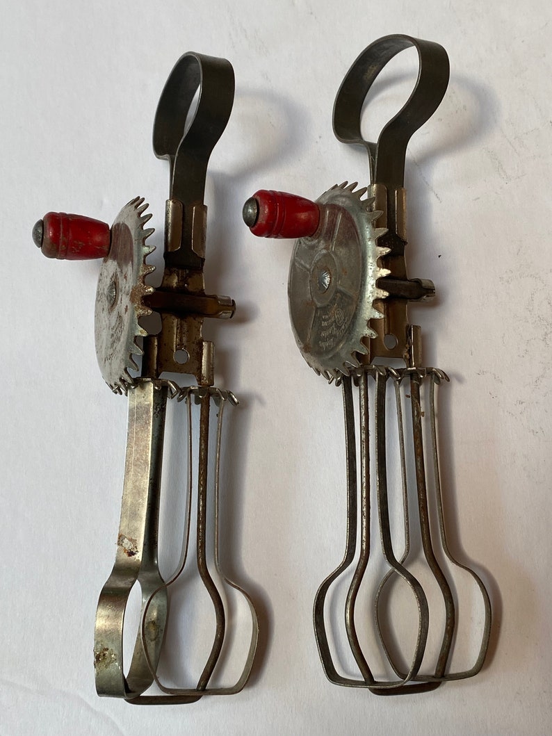 Vintage Kids’ Baking Utensils - 2 Egg Beaters, Measuring Cup, Rolling ...
